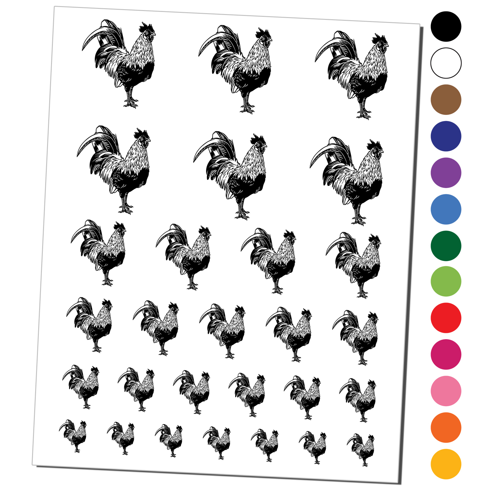 Handsome Rooster Chicken Water Resistant Temporary Tattoo Set Fake Body ...