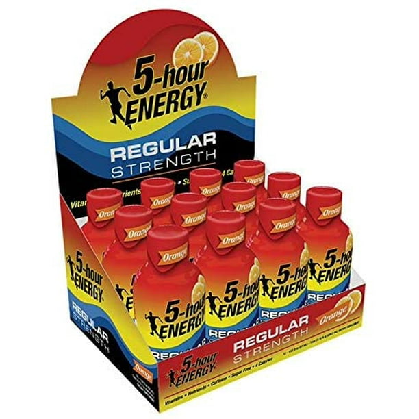 5-hour ENERGY Shot, Regular Strength, Orange Flavor, 1.93 Ounce, 12 ...