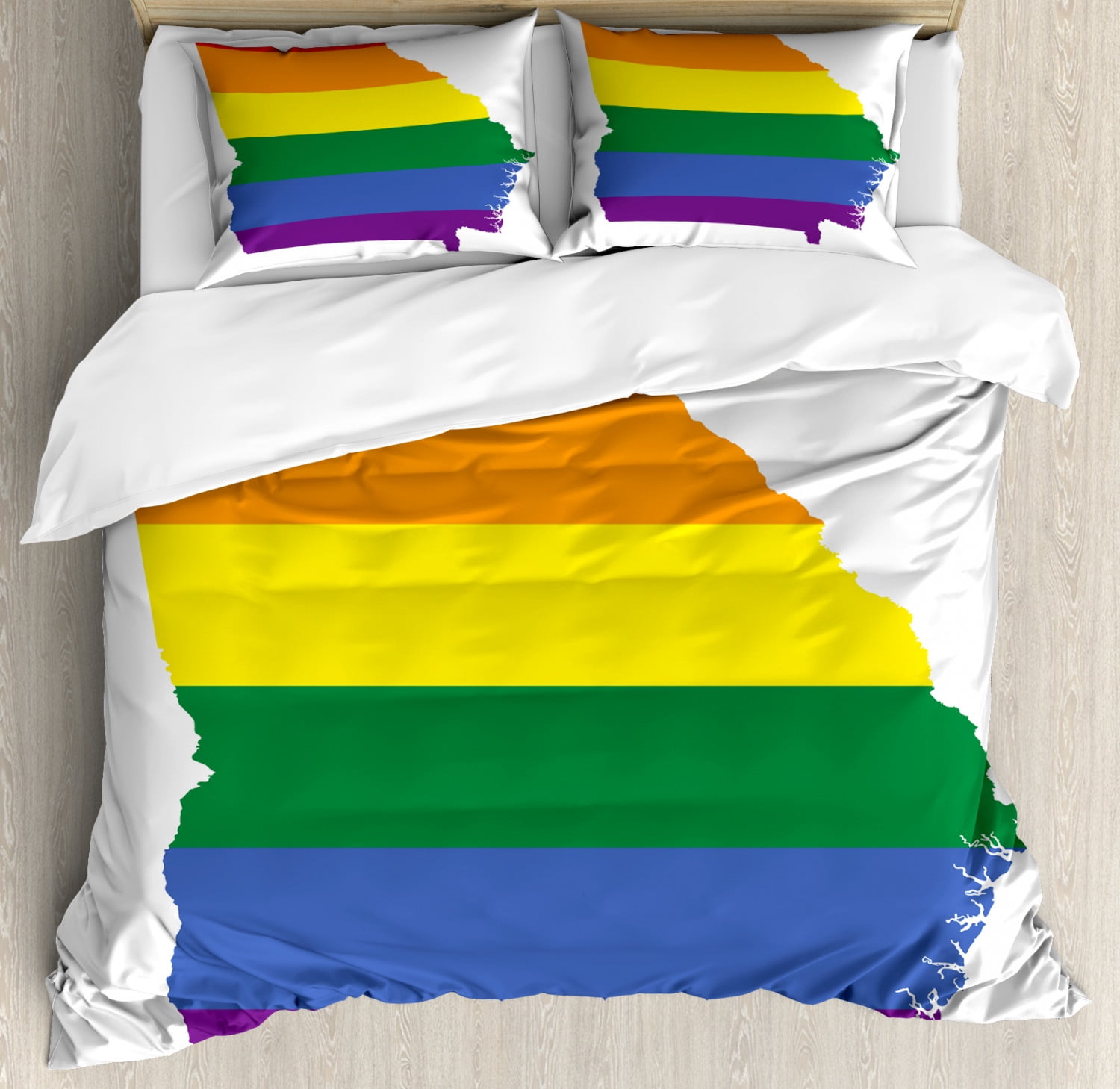 Georgia Duvet Cover Set Queen Size, Colorful Stripes Forming the State ...