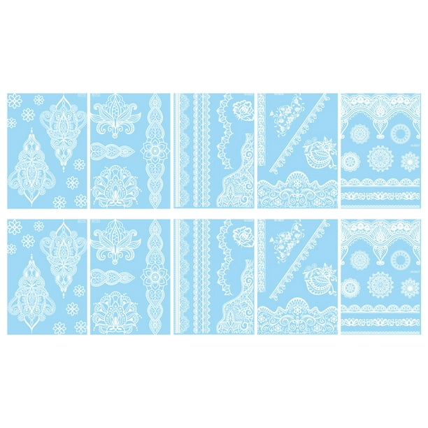 10 Sheets White Temporary Tattoo Stickers Lace Pattern,Temporary ...