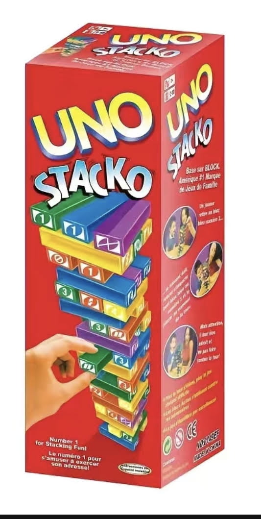 U-NO UNO Stacko, Family Game, Stacking Blocks, Ages 7 and Up, 2-4 ...