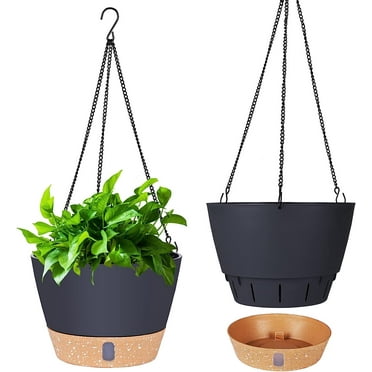 Elegant 2 Pack 9-Inch Hanging Planter Pots, Indoor & Outdoor with ...