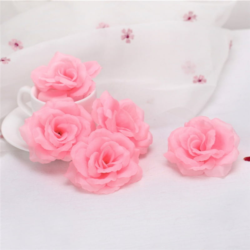 5 Pcs Artificial Floral Silk Roses Real Looking Fake Roses Heads Bulk ...