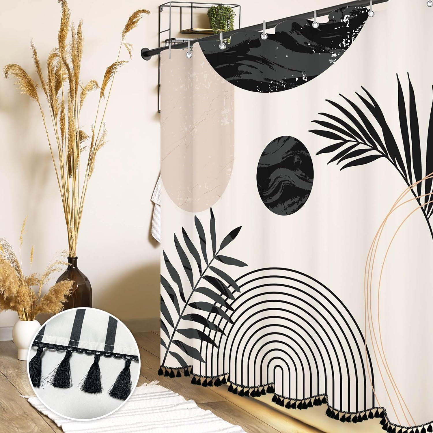Click here for Biwat Boho Mid Century Black And White Shower Curt... prices
