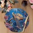 Coastal Turtle Round 13 Inch Placemats Set of 6, Turquoise Coral ...