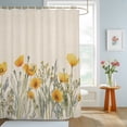 Bathroom Shower Curtain Watercolor Poppy Flower Leaves Waterproof ...