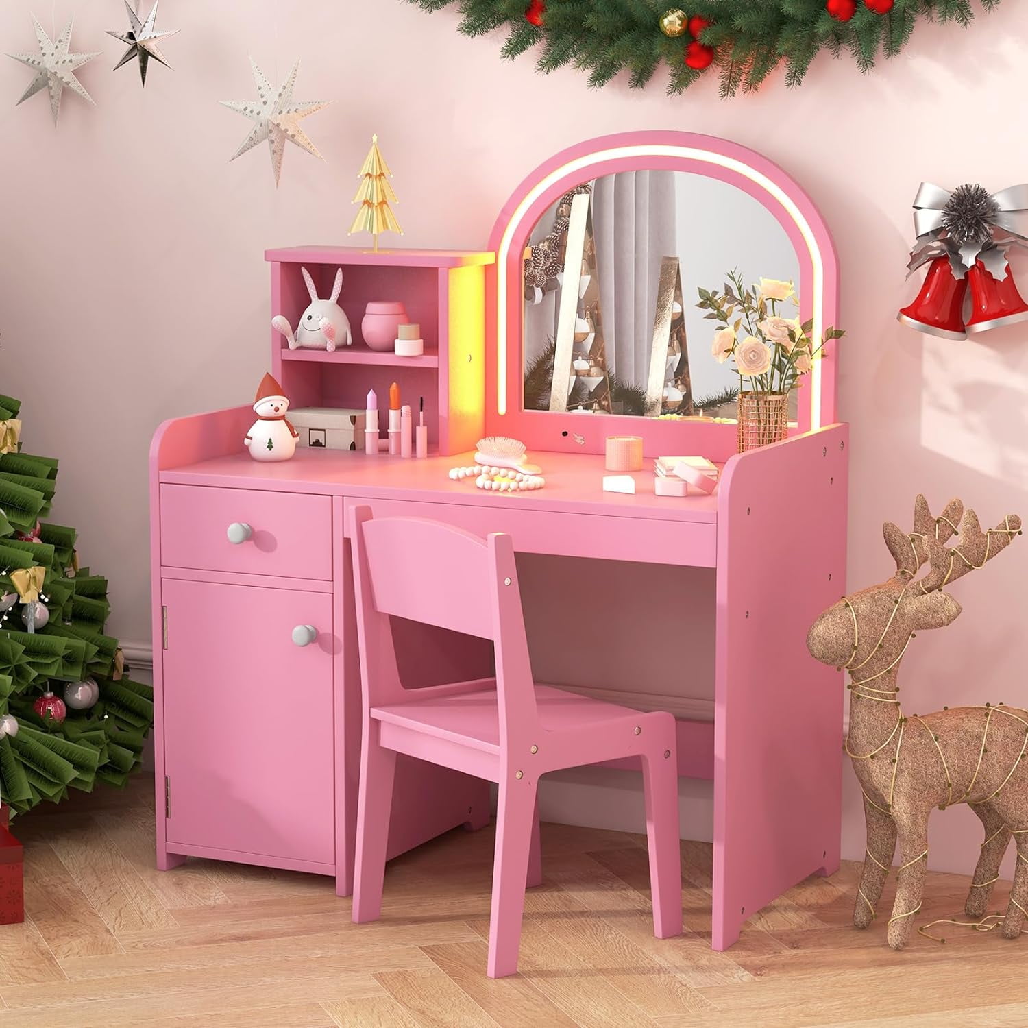 Click here for Infans Kids Vanity  Princess Makeup Desk And Chair... prices