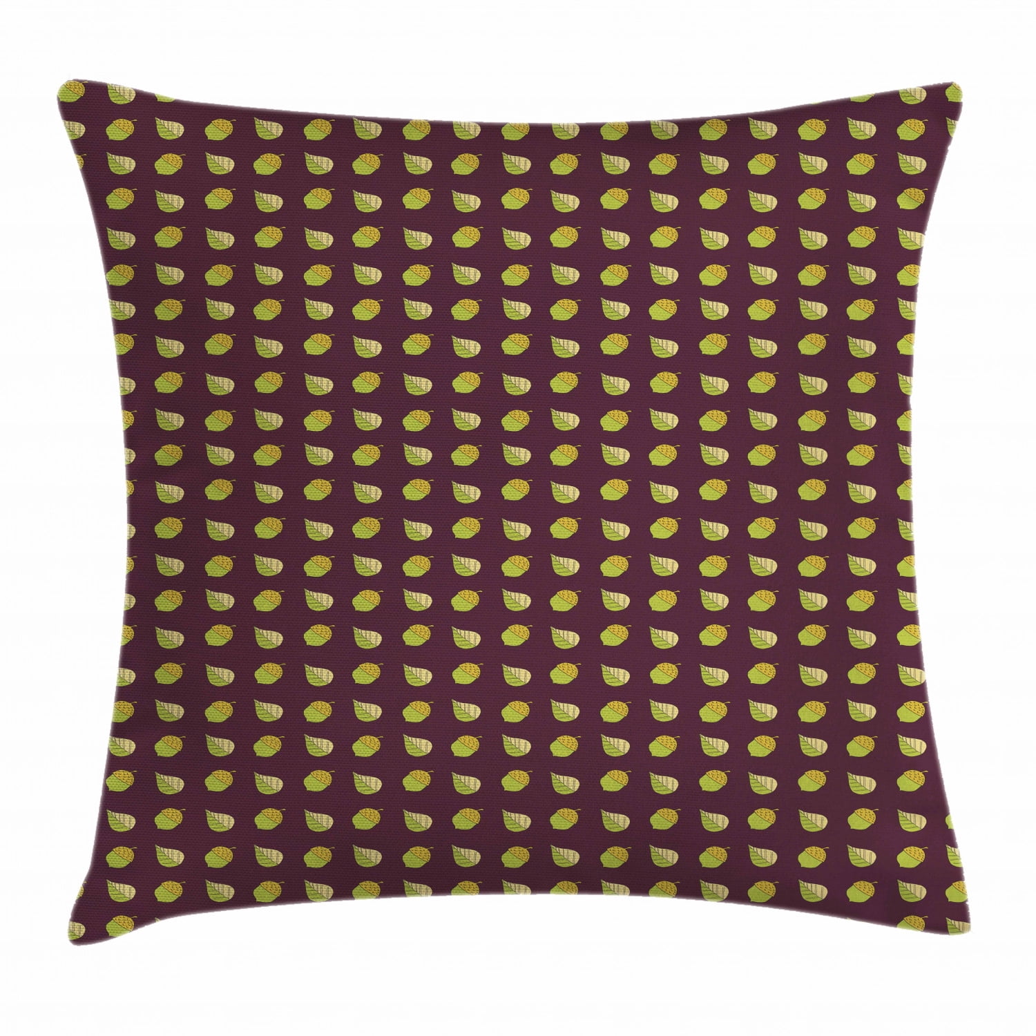 Acorn Throw Pillow Cushion Cover, Leaves and Acorns Pattern Hand Drawn ...
