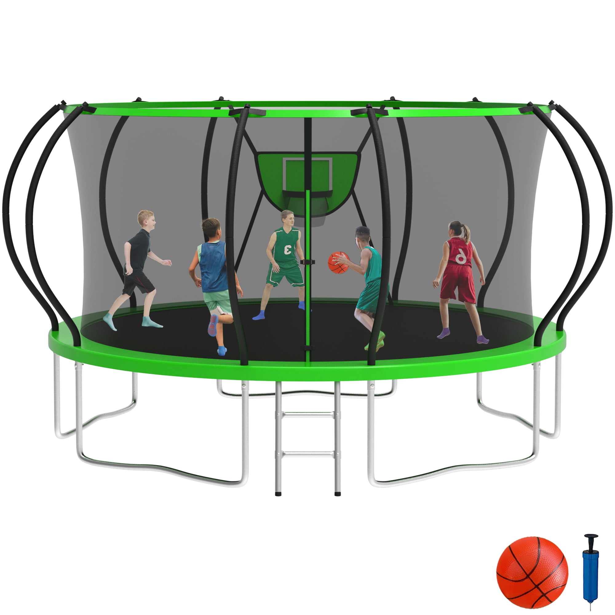 KOFUN 14FT Trampoline with Basketball Hoop, 1400LBS Heavy Duty ...
