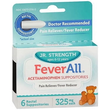 FeverAll Kids Acetaminophen 120mg, Pain & Fever Reducer Suppositories ...