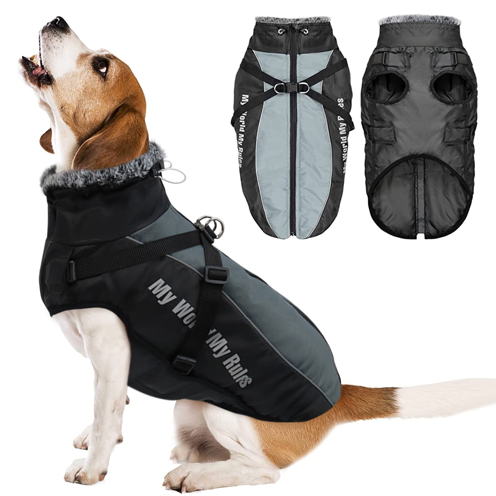 Queenmore Dog Coat Padded Jacket with Warm Collar Suitable for Large ...