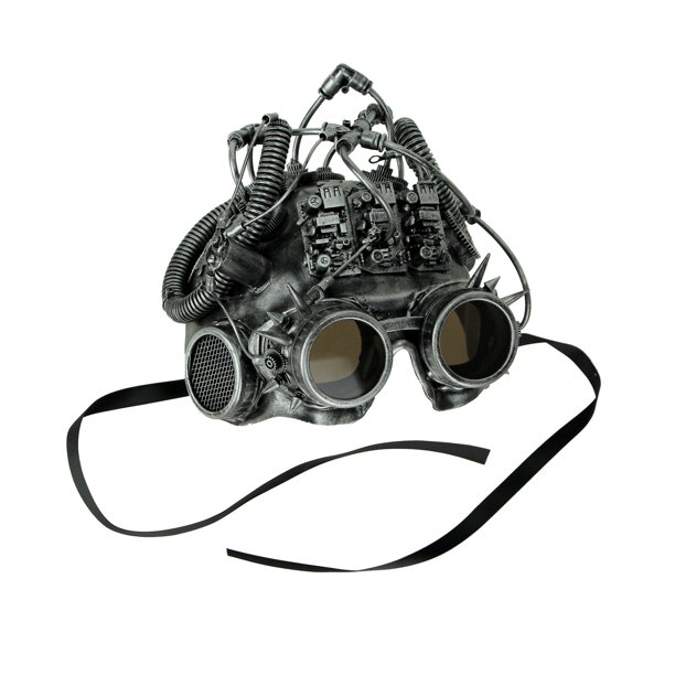 Metallic Silver Steampunk Spiked Goggle Helmet Costume Mask Halloween ...