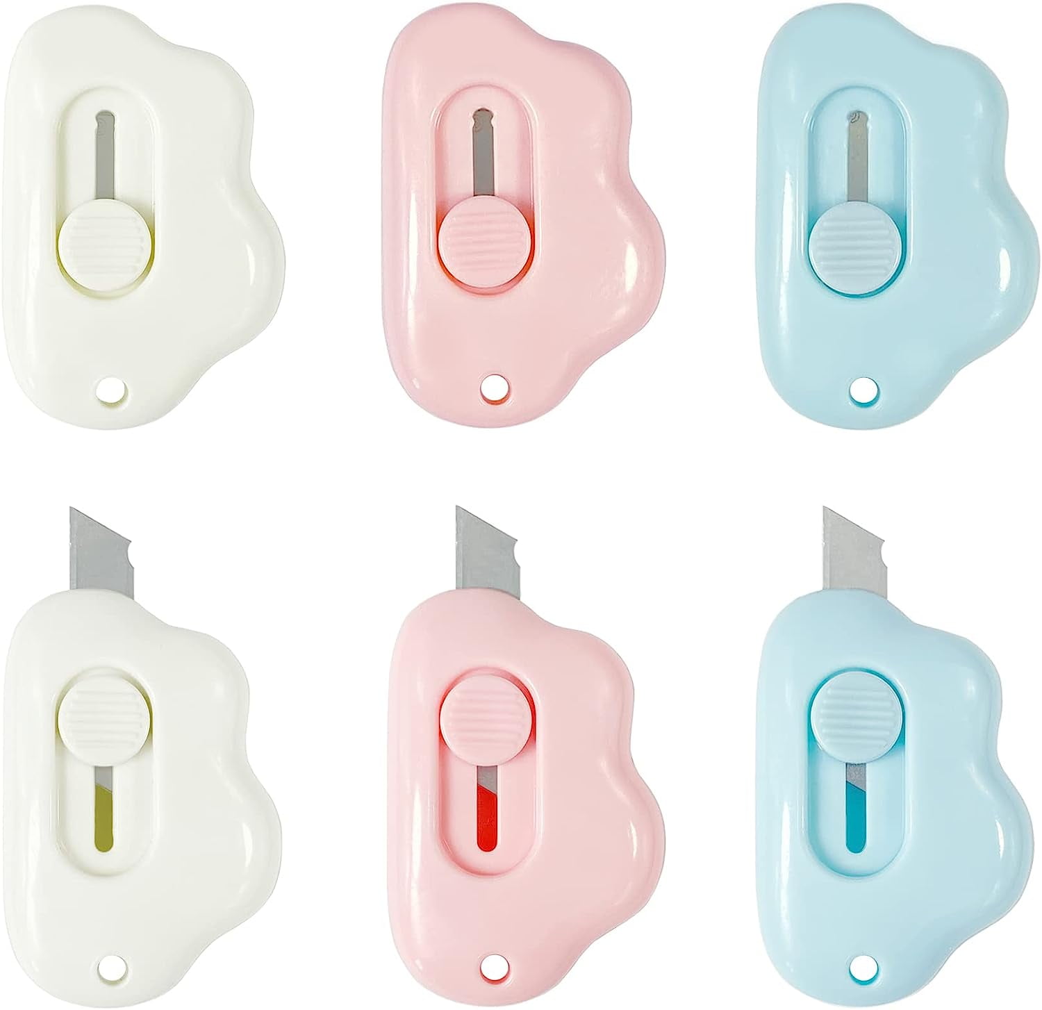 6 Pcs Mini Retractable Utility Knife Cloud Pocket Box Cutters Plastic ...