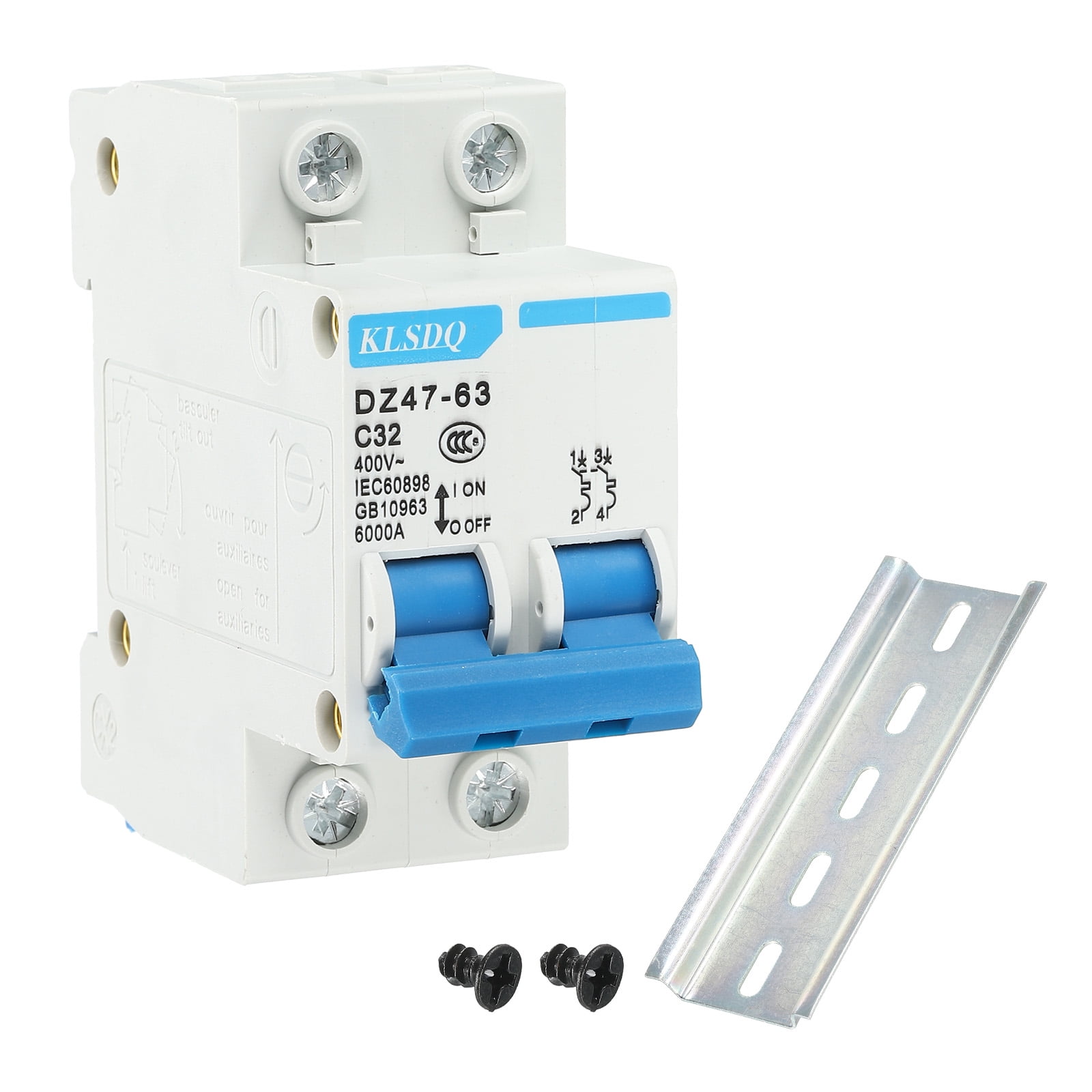 Circuit Breaker Low Voltage AC 32A 400V 2 Pole DZ47-63 C32 - Walmart.com