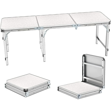 Folding Table 6ft Portable Camping Table Adju Height Barbecue Picnic ...