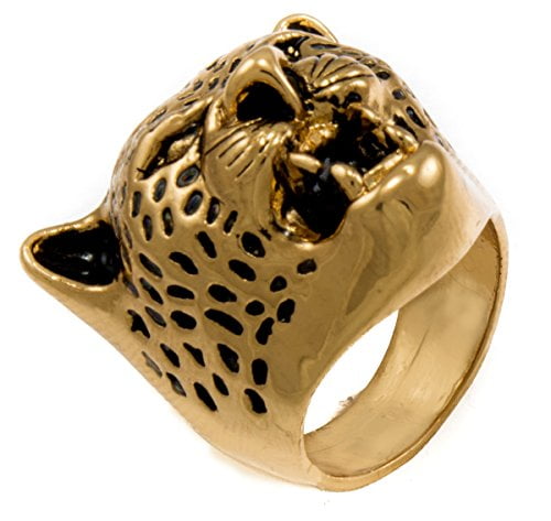 Men Gold Tone Jaguar Roaring Hip Hop Style Ring (10) - Walmart.com