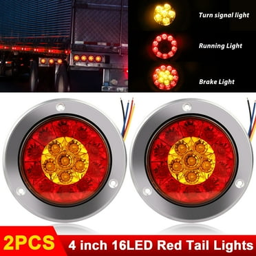 Sparkling LED 4" Amber Yellow Round TURN TAIL SIGNAL PARKING Light w ...