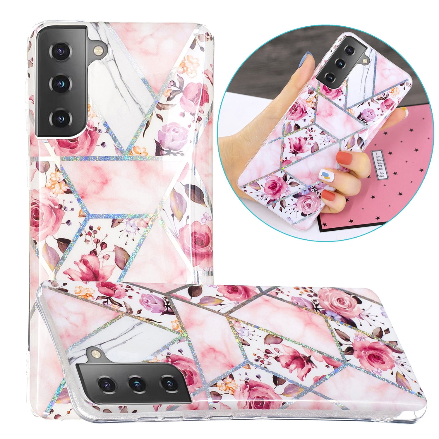 Samsung Galaxy S21 Plus Case, Mantto Cute Slim Fit Hybrid Shockproof Soft TPU Silicone Rubber ...