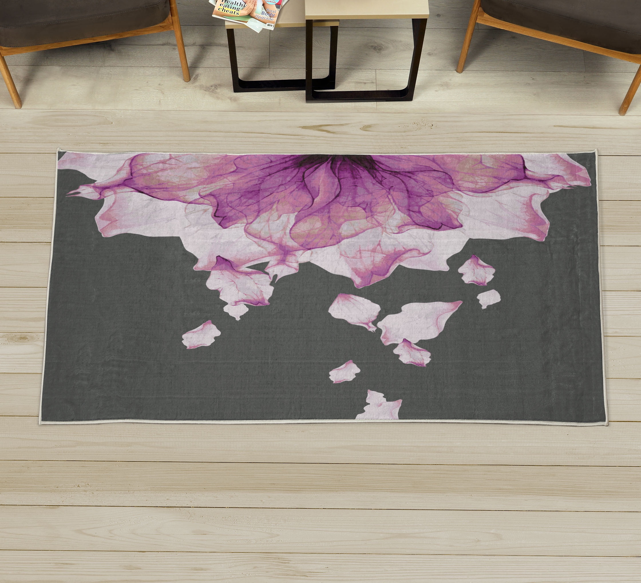 Flower Decorative Rug, Abstract Themed Modern Futuristic Image with ...