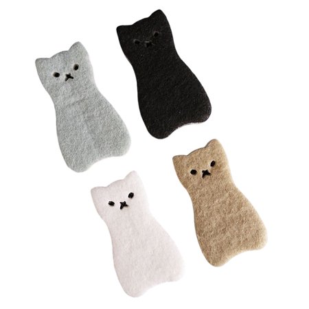 Langgg 4 Pieces Cute Cat Shape Sponge 3 Layer Water Absorption ...