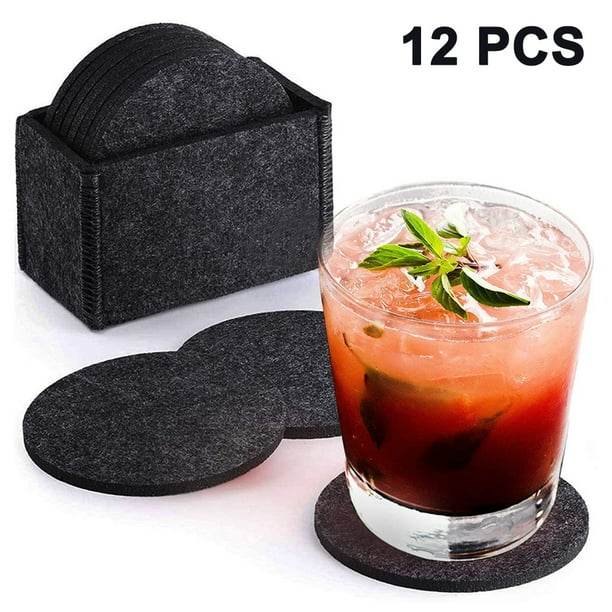 Felt Coasters for Drinks, Set of 12 Round Grey Coasters Includes A ...