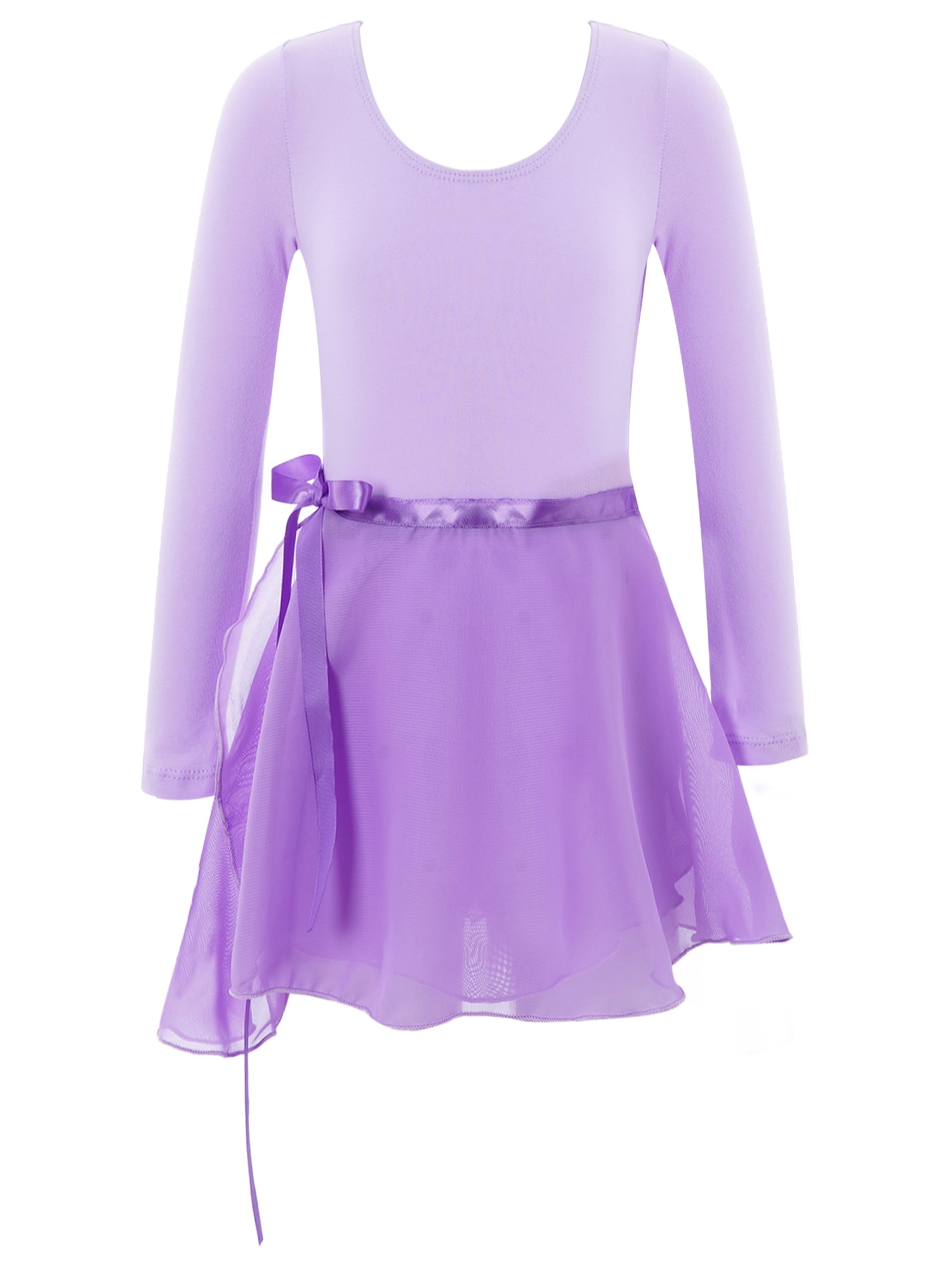 iEFiEL Girls Long Sleeves Ballet Dance Gymnastics Leotard with Chiffon ...