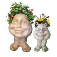 Homestyles Antique White Grumpy the Muggly Face Humorous Statue Planter ...