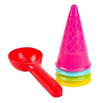 Spielstabil Ice Cream Playset Sand Toy with 4 Plastic Cones & one Scoop ...