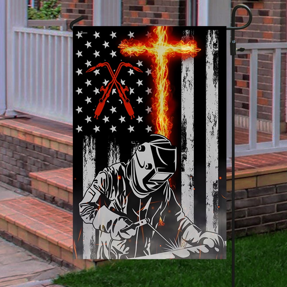 US Flag - Welder Flag Jesus Cross Welder Flag TRV1711F - Garden Flag ...