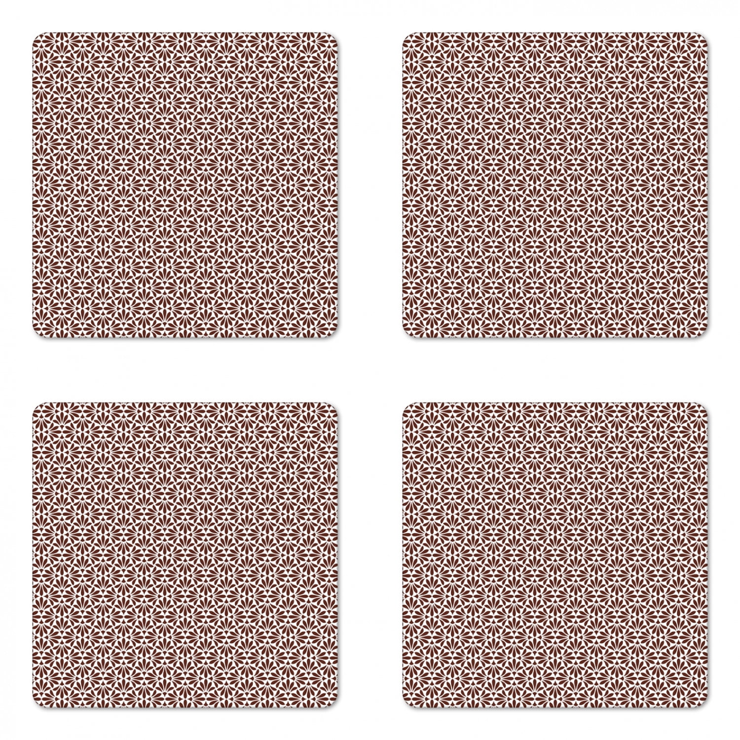 Floral Coaster Set of 4, Abstract Flower Petals Arranged in Symmetrical ...