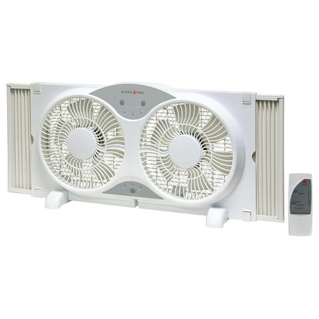 "Shinic 9"" Dual Twin Window Fan, 3-Speed, with Bug Screen, Adjustable ...