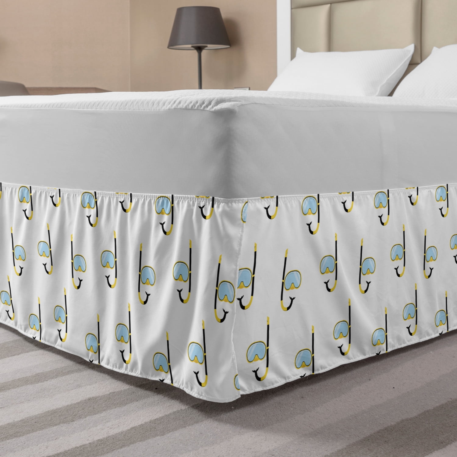 Diving Bed Skirt, Scuba Mask and Snorkel Graphic Underwater Swimming ...