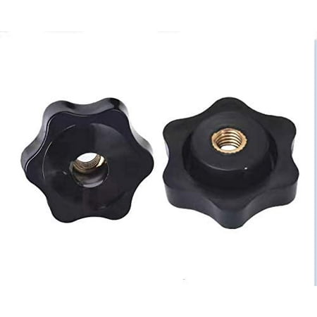 M8 Thru Hole Star Knobs 10Pcs Female 6-Star Head Clamping Nuts Knob Grip Knurled Handle, Black ...