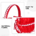 BESTYASH Red Wedding Flower Basket with Comfortable Handle and Lace for ...