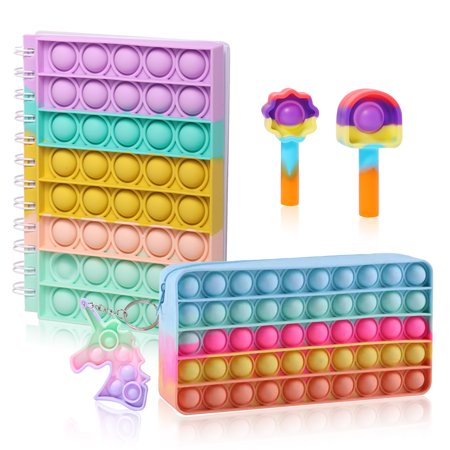 Boiiwant Bubble Sensory Fidget Toy Set Push Pop Bubble Notebook+Pencil ...