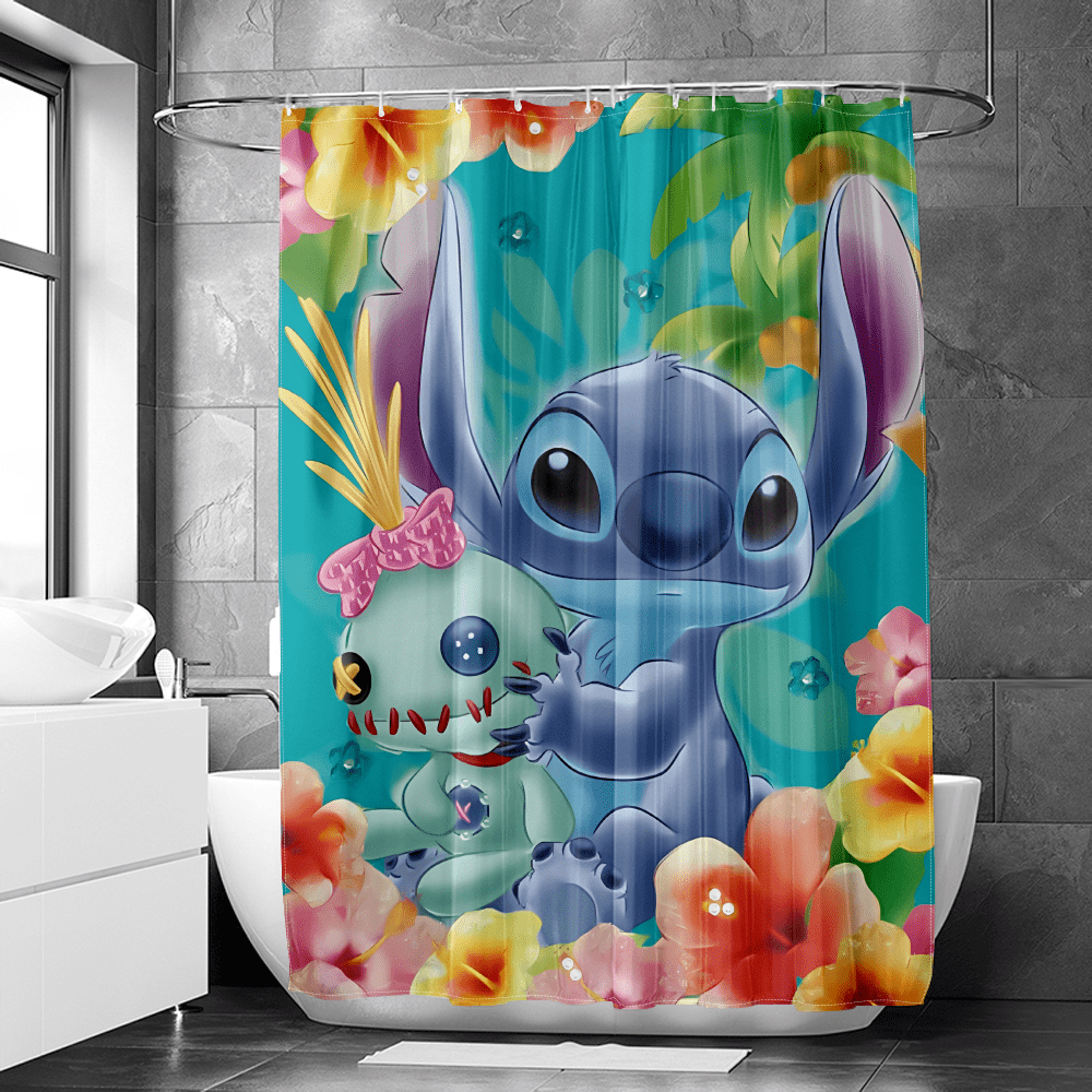 Stitch Shower Curtain Awesome Portable Art Shower Liner for Gift to ...
