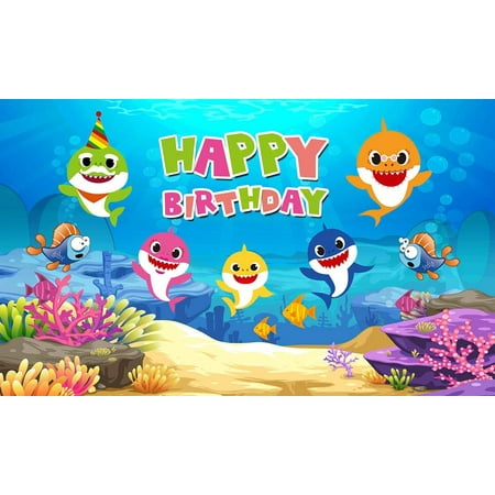 5x3ft Baby Shark Backdrop, Baby Shark Family Photo Backdrop, Undersea ...