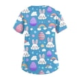 Hogleaql Easter Scrubs Top for Women Short Sleeve Plus Size V Neck ...