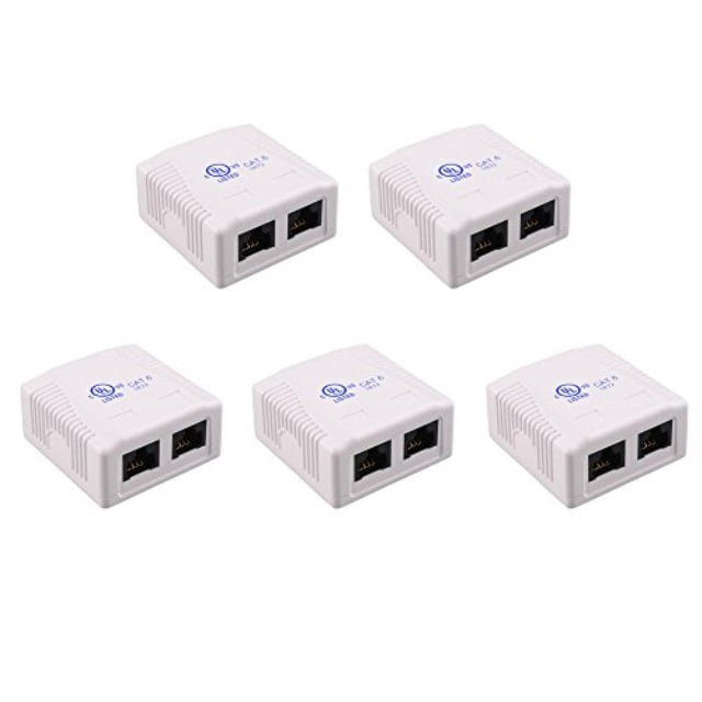 Cable Matters UL Listed 5-Pack Cat6 RJ45 Surface Mount Box - 2 Port in ...