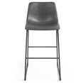 Set of 2 Adan Iron Frame Vintage Gray Faux Leather Bar Stool - Walmart.com