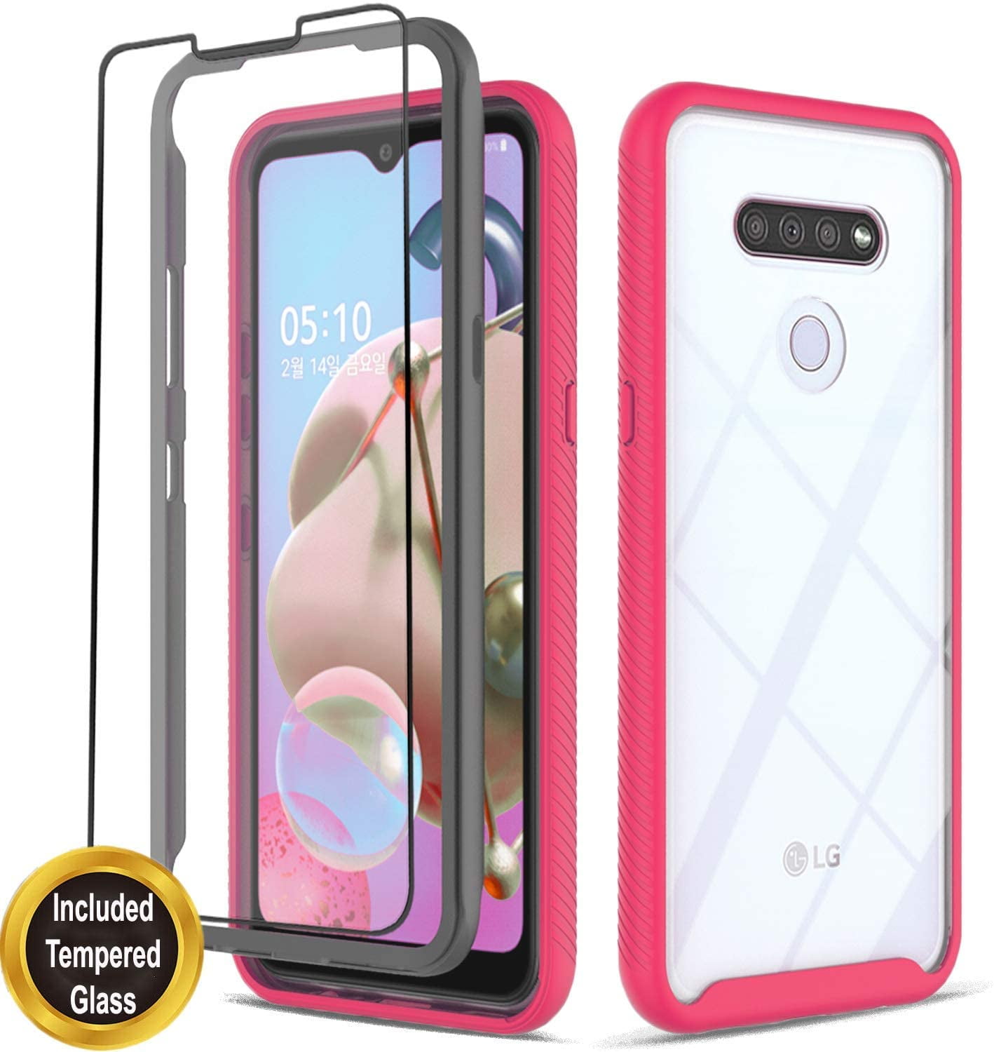 LG Q70 Case, Transparent Drop Proof Cover with [Temerped Glass Screen ...