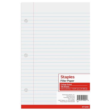 Trjgtas Punched Ruled Filler Paper 8.25 x 5.625", Multicolor, 50 Sheets ...
