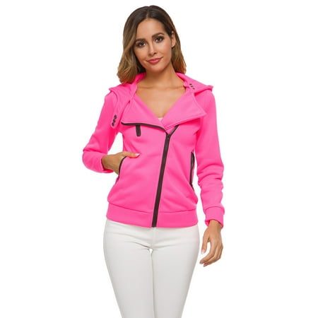 Women's Velvet Hooded Long-Sleeved Diagonal Zipper Jacket | Walmart Canada