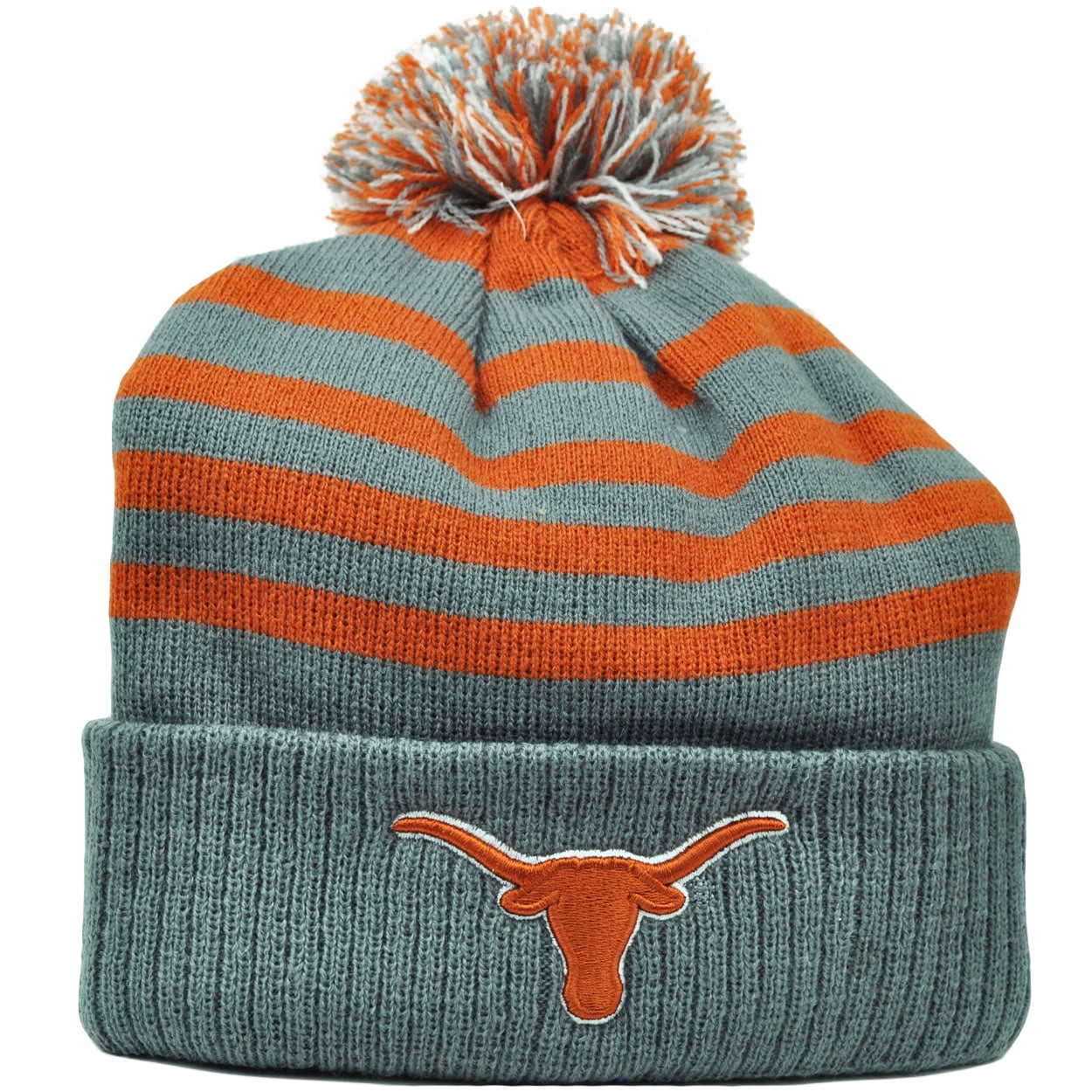 NCAA Texas Longhorns Top of The World Knit Beanie Striped Pom Pom Hat ...