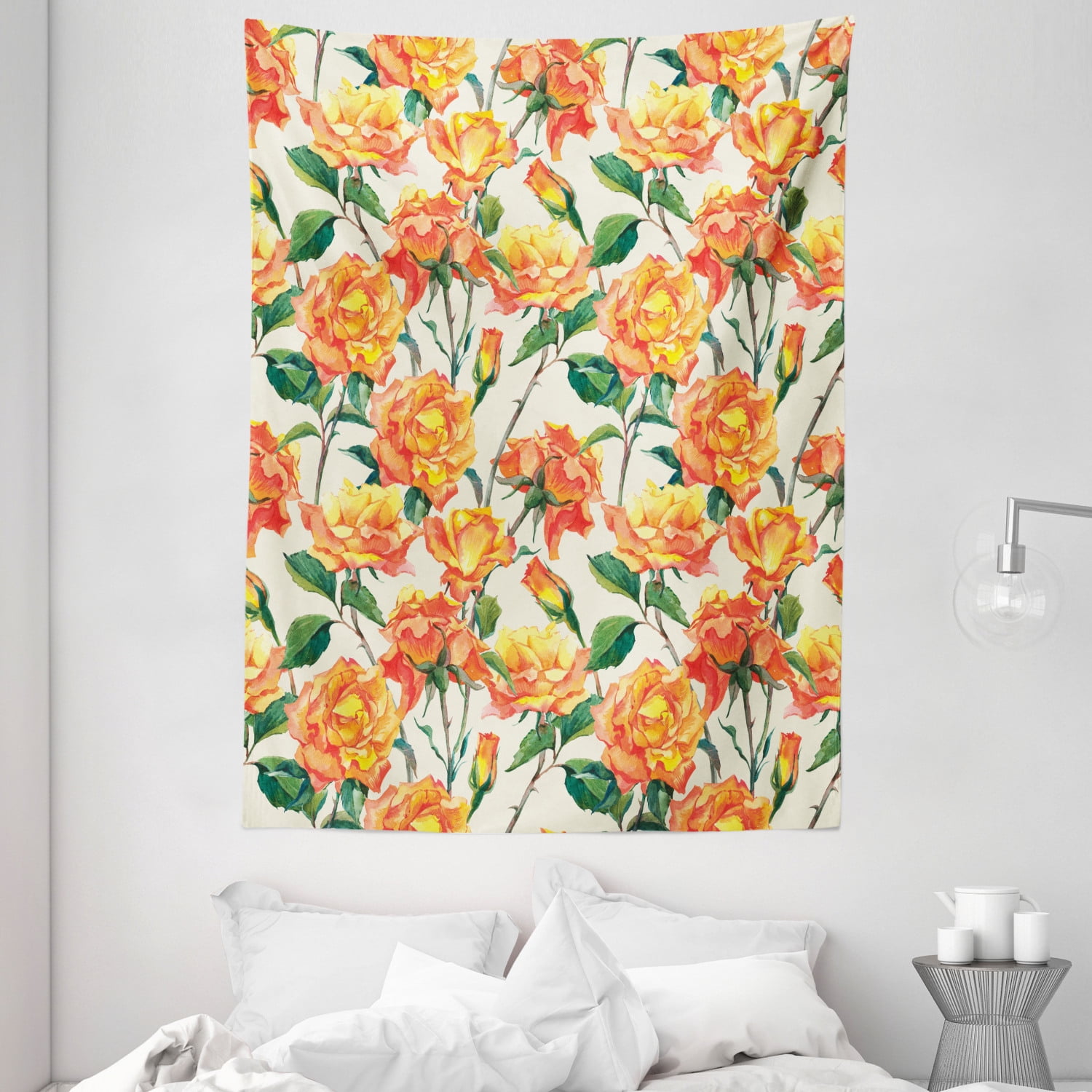 Roses Decorations Wall Hanging Tapestry, Old Style Rose Bouqet with ...