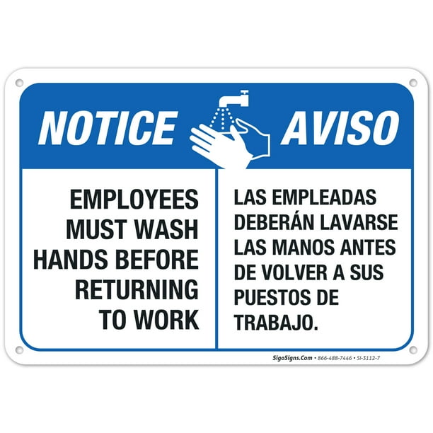 Employees Hand Washing Sign, Bilingual English Spanish, - Walmart.com