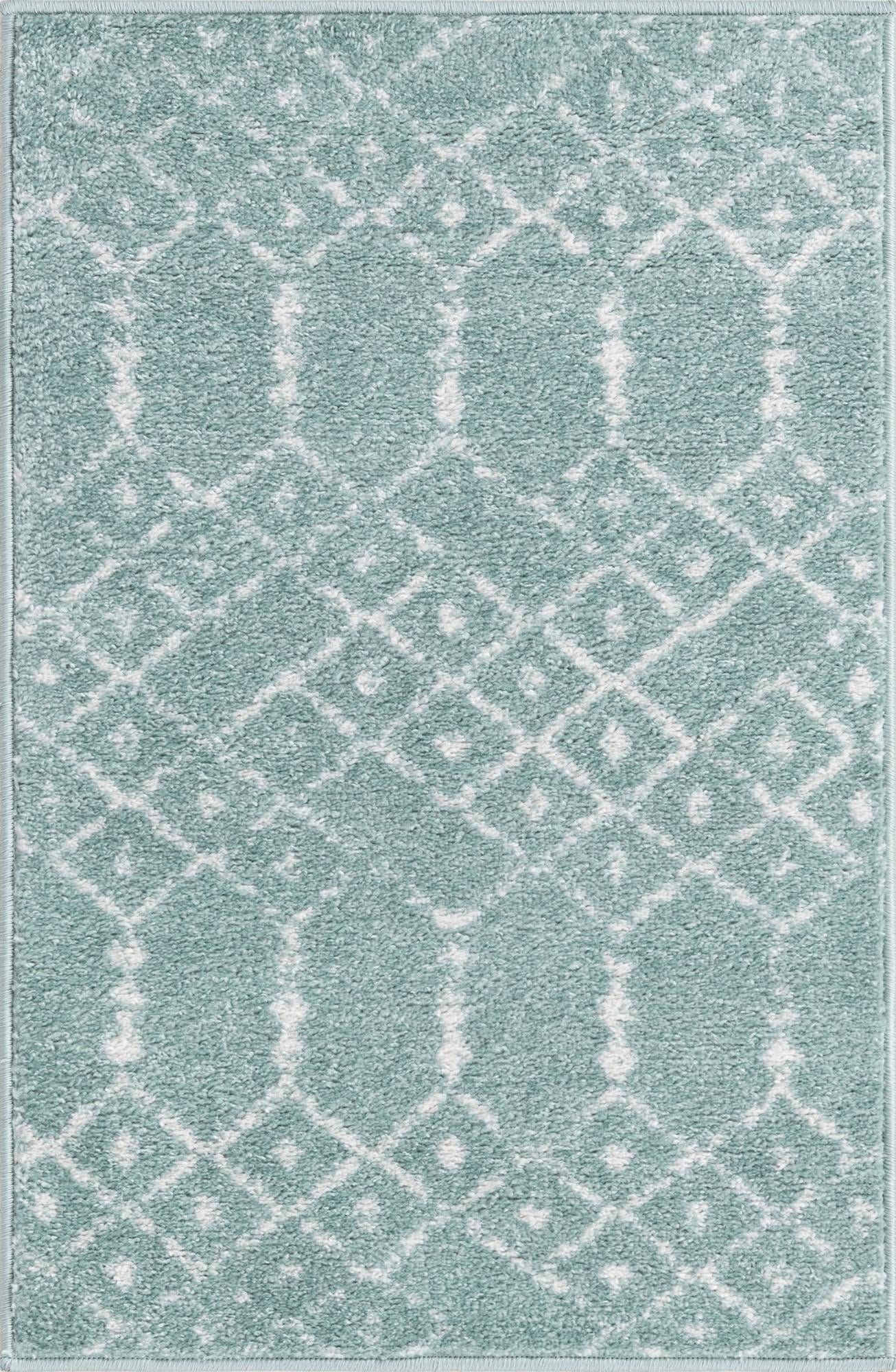 Rugs.com Paxon Trellis Collection Rug – 6 Ft Runner Aqua Medium Rug ...