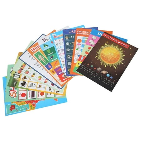 Kids Educational Poster, Writable Erasable 12Pcs Bright Color Toddler ...