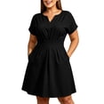 Qulqfy Plus Size Womens Summer Dresses Cotton Midi Casual Short Sleeve ...