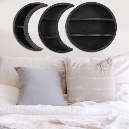 Wooden Moon Shaped Storage Shelf Stand; Moon Wall Mounted Hanging Rack ...